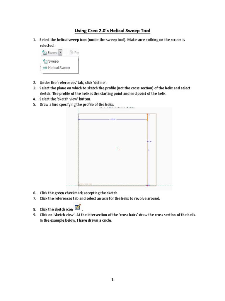 Creo Helical Sweep Tool Guide | PDF