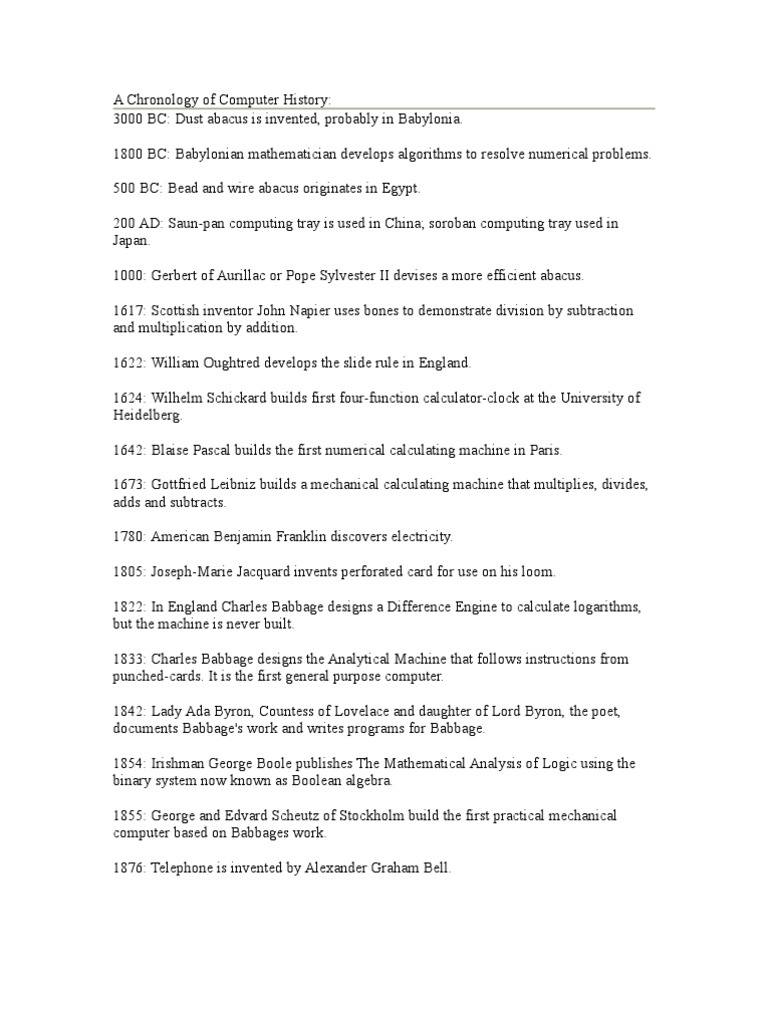 Computer History Timeline: 3000 BC - 1956 | PDF | Ibm Pc Compatibles ...