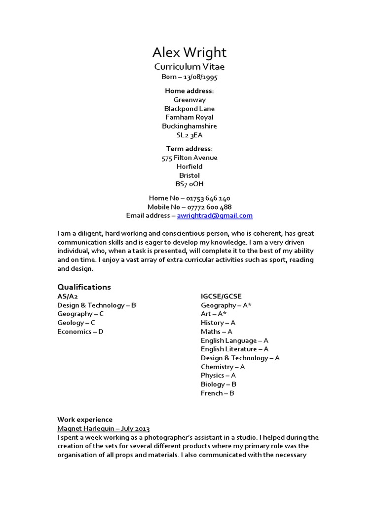 Alex Wright: Curriculum Vitae | PDF
