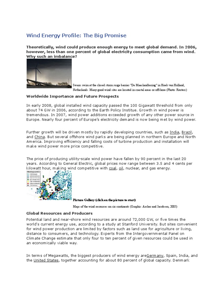 Wind Energy Profile | Download Free PDF | Offshore Wind Power | Wind Power