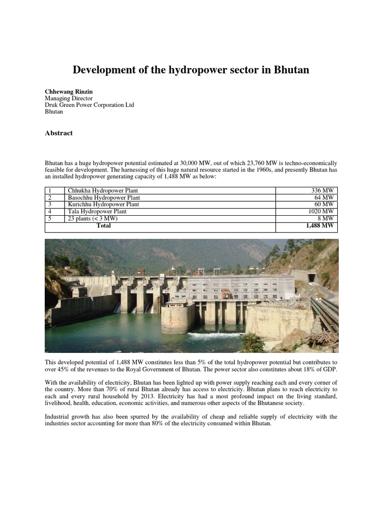 Hydropower Update Bhutan | PDF | Bhutan | Hydroelectricity
