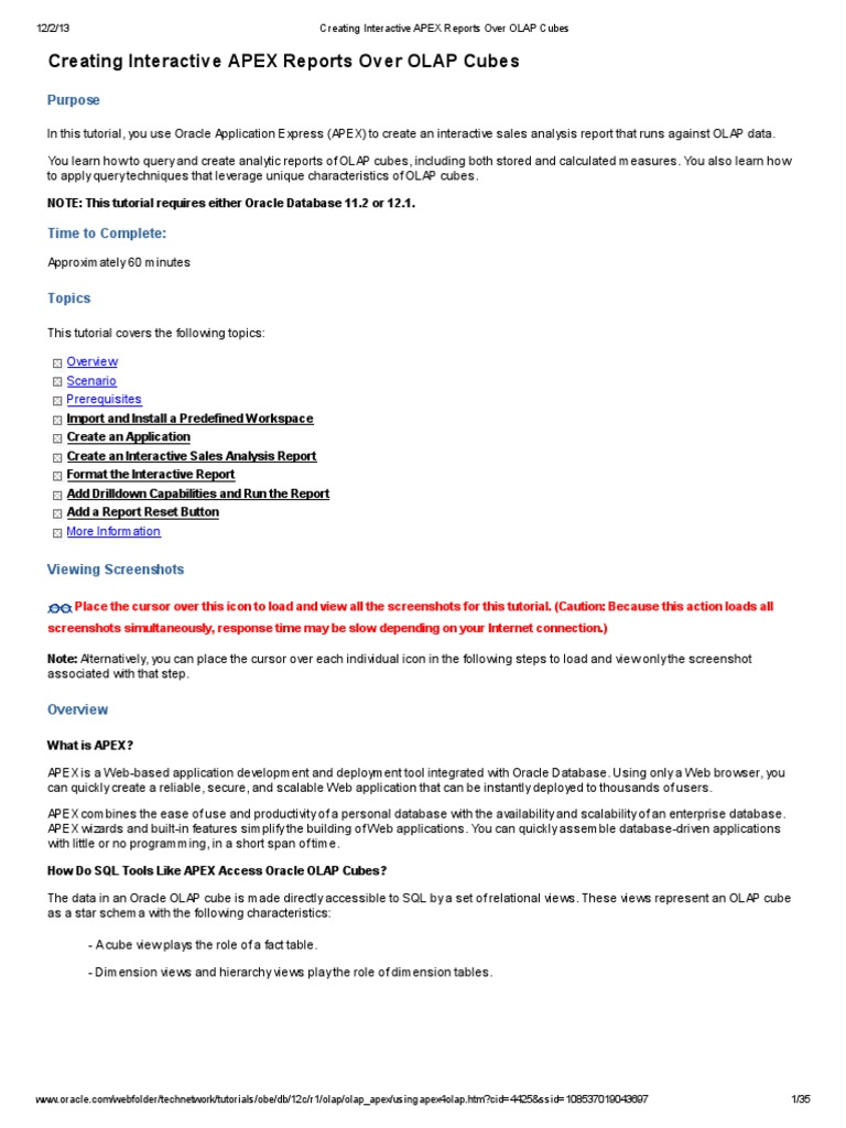 Creating Interactive APEX Reports Over OLAP Cubes | PDF | Oracle Database | Databases