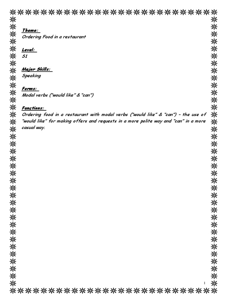 Ordering Food in a Restaurant Guide | PDF | Salad | Restaurants