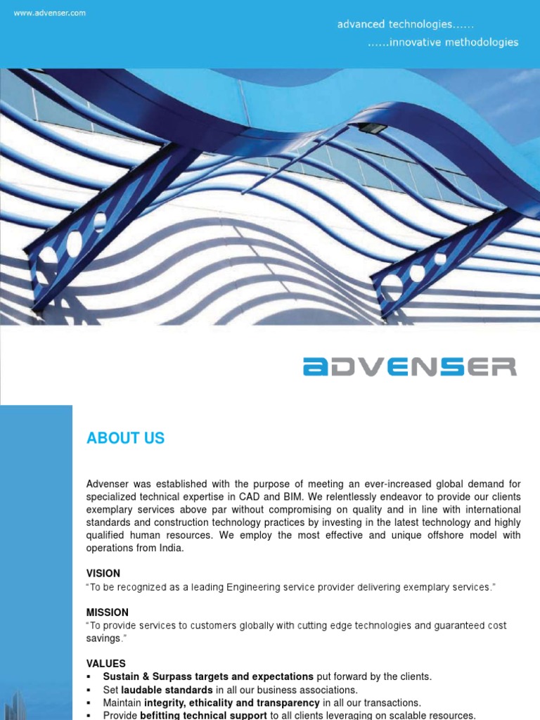 Advenser Bim Cad Services Profile Pdf Building Information Modeling