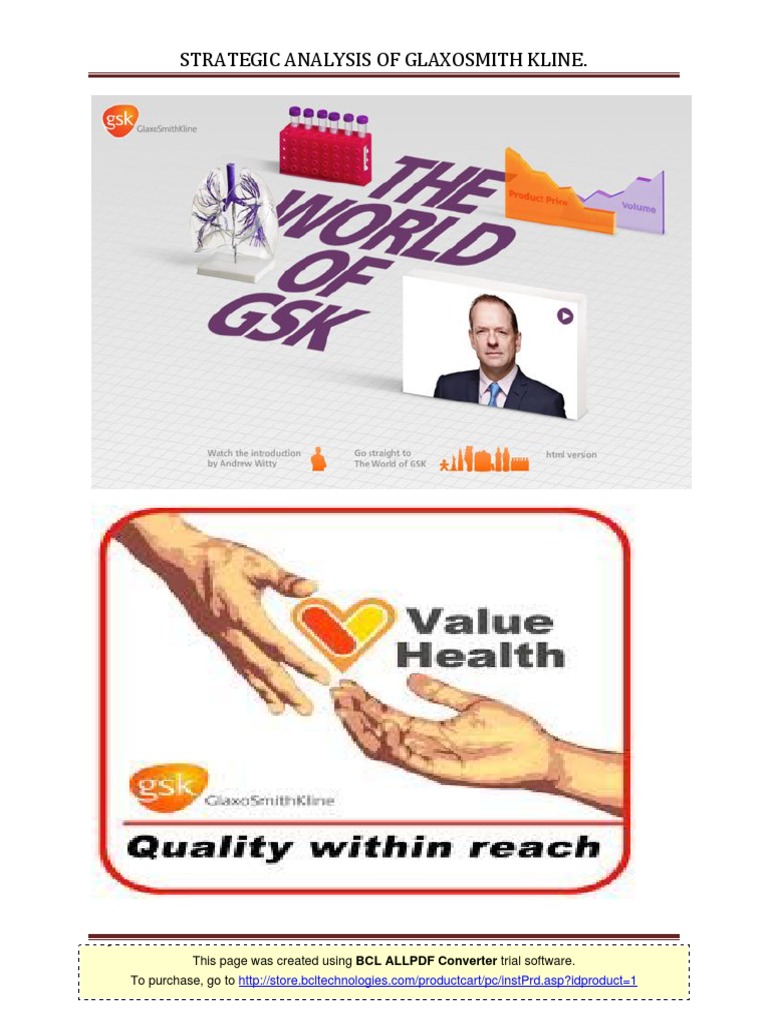 GSK Strategic Analysis. by KIRAN JAMEEL. | PDF | Glaxo Smith Kline ...