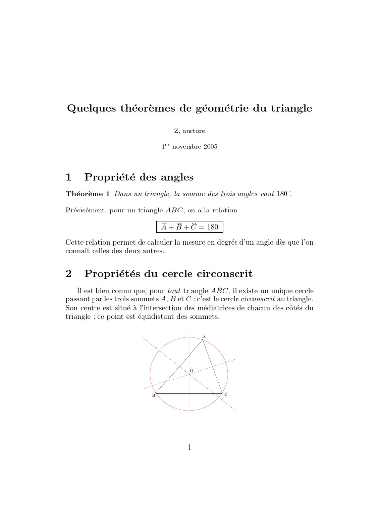 Théorèmes de géométrie du triangle | PDF | Triangle | Cercle