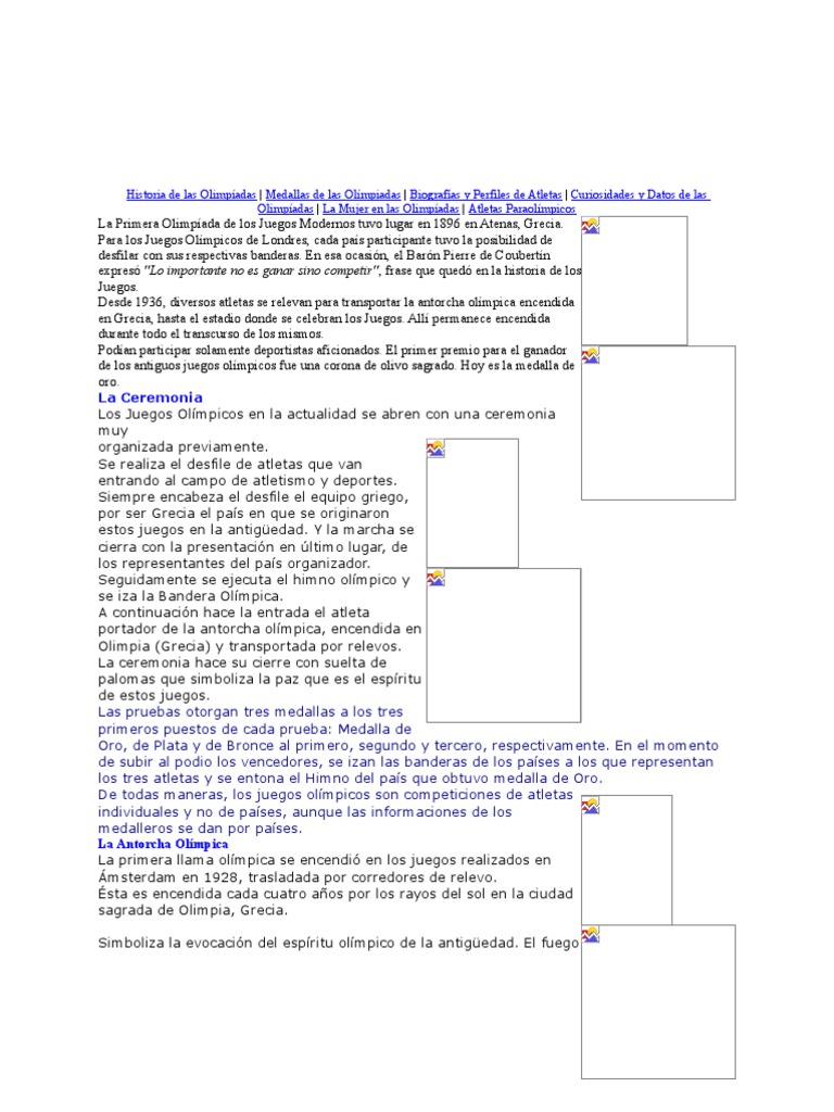 Símbolos y Ceremonias Olímpicas | PDF | Juegos olímpicos | Deporte del ...