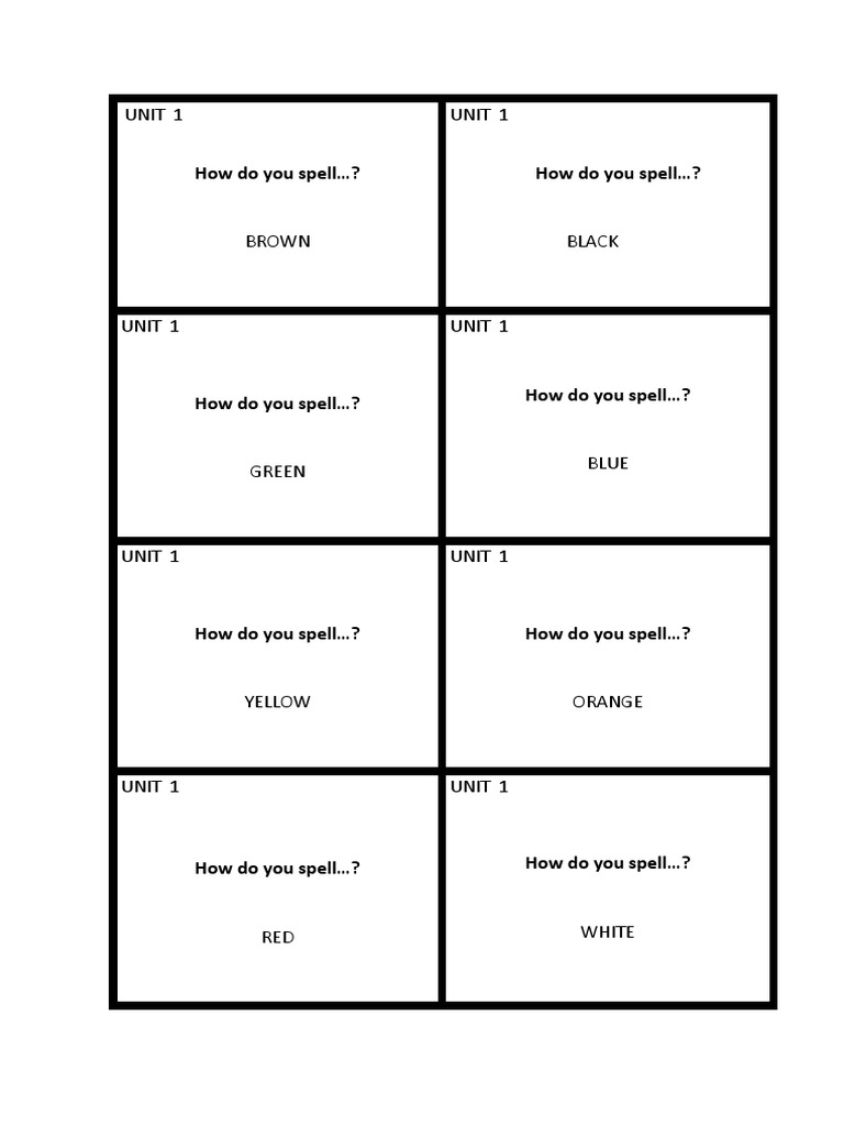 How Do You Spell ? How Do You Spell ?: Unit 1 Unit 1 | PDF