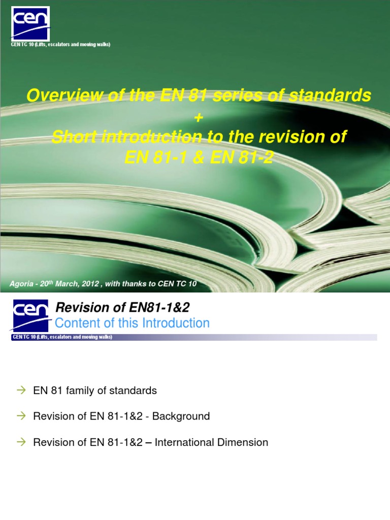 Overview of EN 81 Elevator Standards | PDF | Elevator | International ...