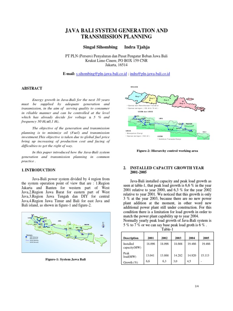 Java Bali System Generation and Transmission Planning | PDF | Electric ...