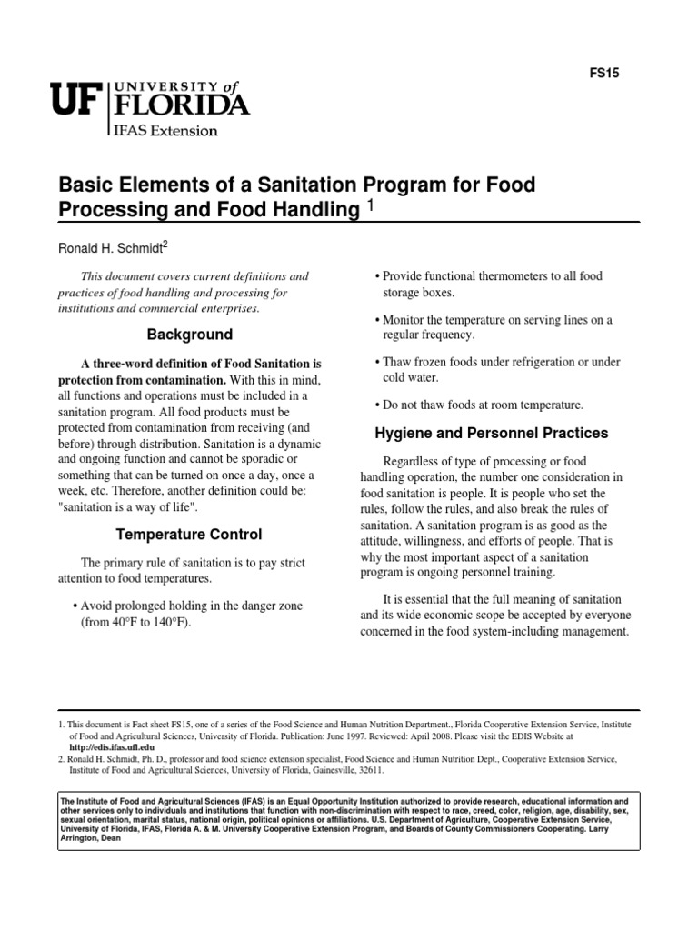 Food Sanitation Program Basics | PDF | Sanitation | Hvac