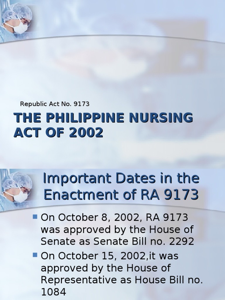 Overview of RA 9173: Nursing Act 2002 | PDF | Licensure | Nursing