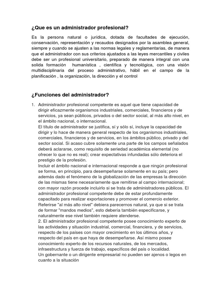 Que Es Un Administrador Profesional | PDF | Contador | Contabilidad
