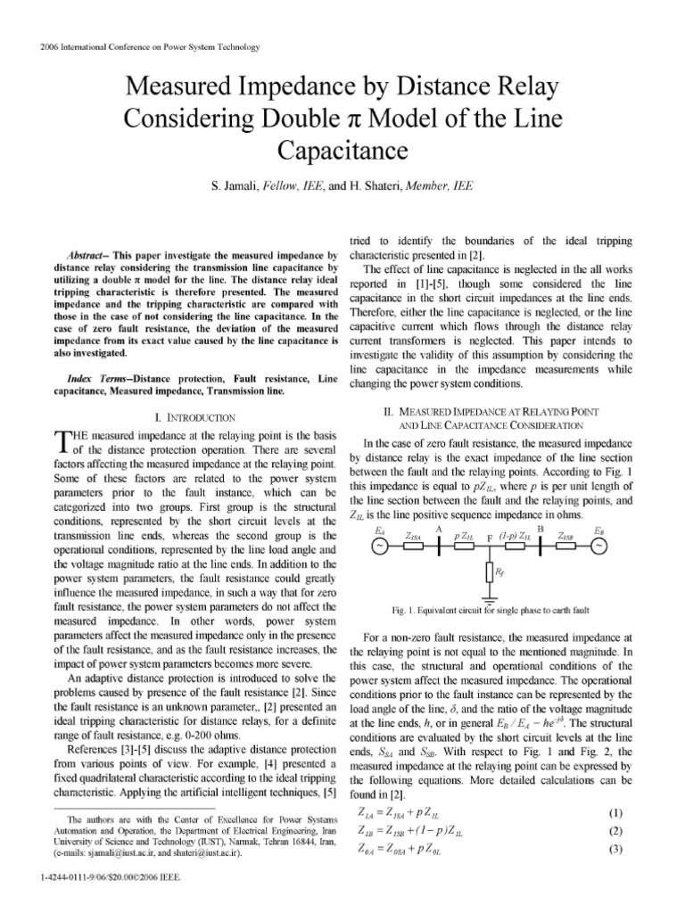 Nominal Pi Model Pdf Electrical Impedance Electrical Resistance And Conductance 