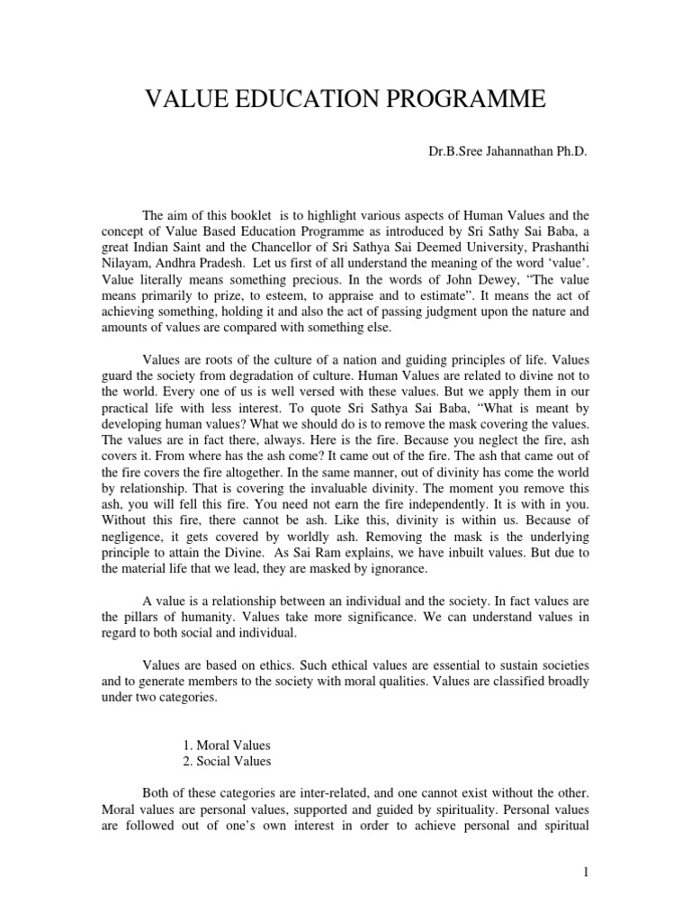 Value Education | PDF | Morality | Value (Ethics)