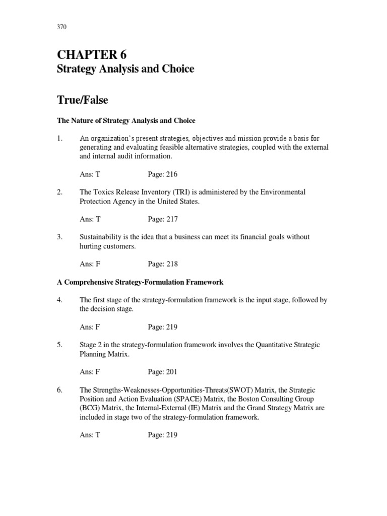 Production Management - Chapter 6. Strategy Analysis & Choice | PDF ...