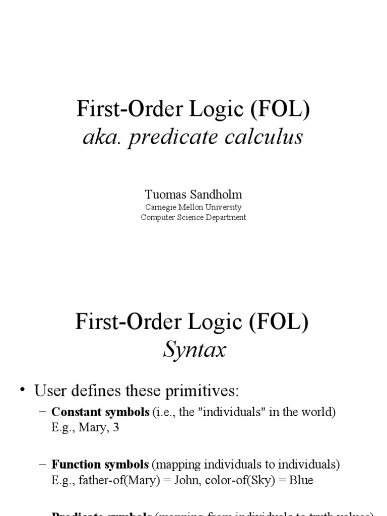 First Order Logic Pdf First Order Logic Interpretation Logic