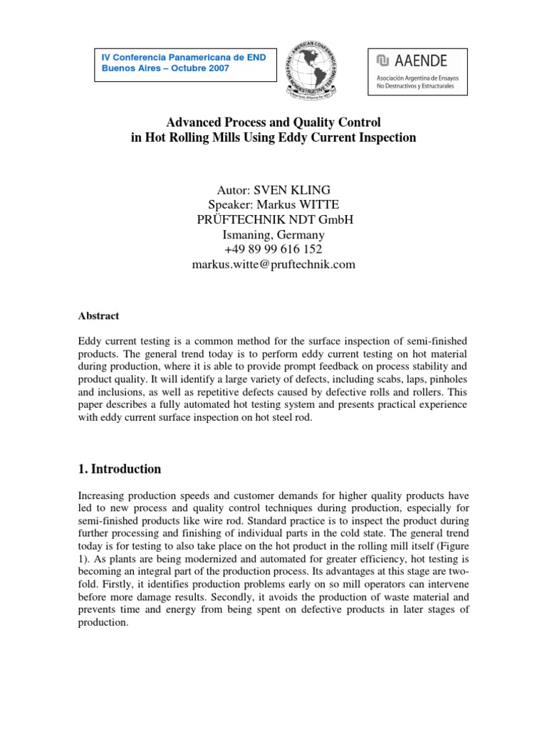 Advanced Process and Quality Control in Hot Rolling Mills Using Eddy ...