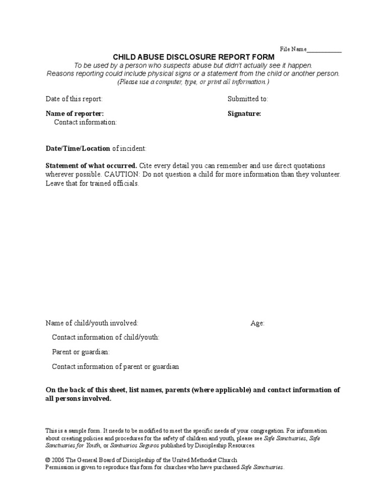 Child Abuse Disclosure Report Form | PDF | Social Science | Wellness
