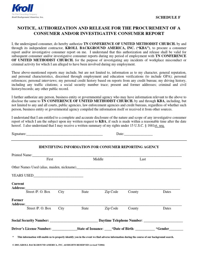 Kroll Authorization Form | PDF | Credit Bureau | Public Law