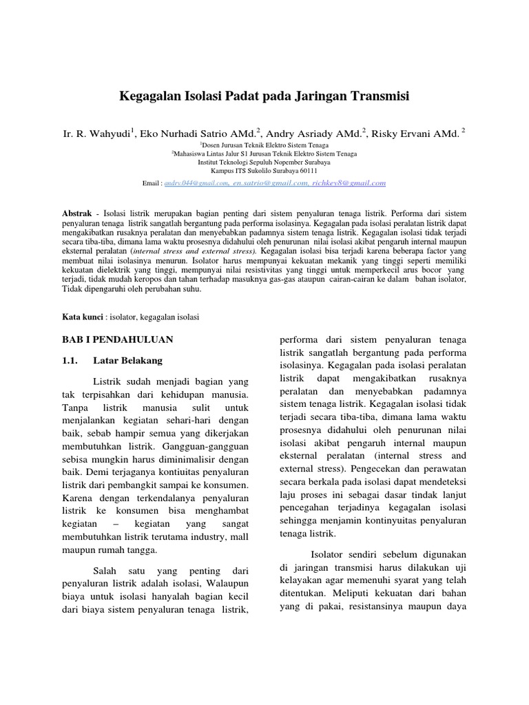 Kegagalan Isolasi Padat Pada Jaringan Transmisi | PDF | Teknologi ...