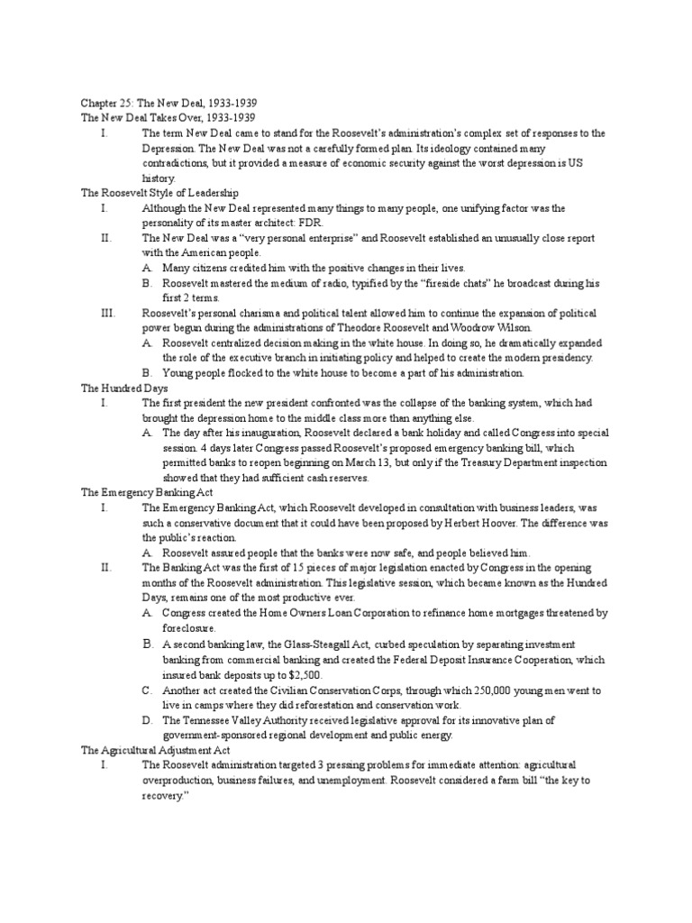 America's History Chapter 25: The New Deal, 1933-1939 | PDF | New Deal ...