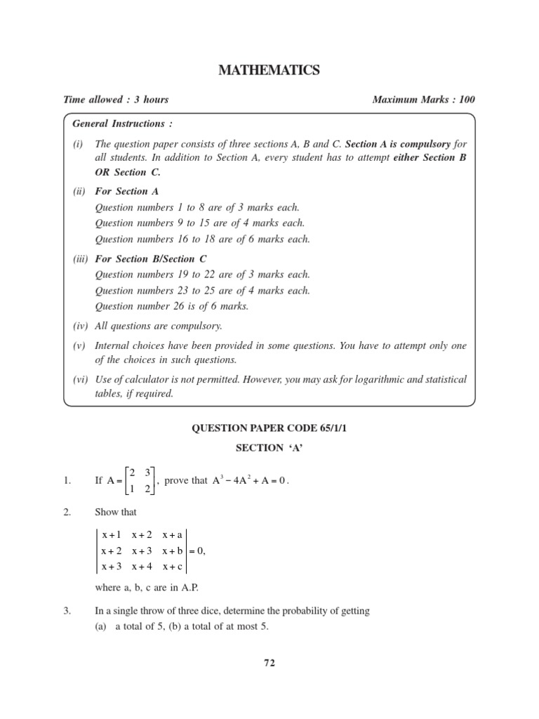 12th Mathematics Exam Paper and Solutuions | PDF | Force | Euclidean Vector