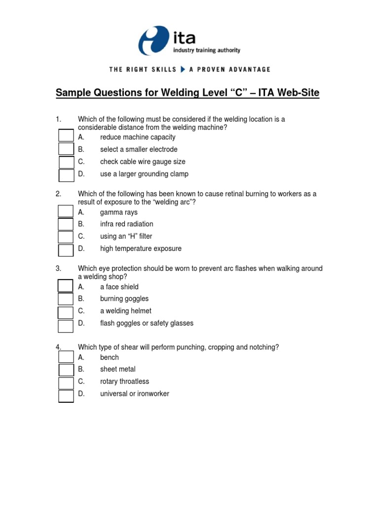 Welding Level C Practice Exam | Welding | Metalworking