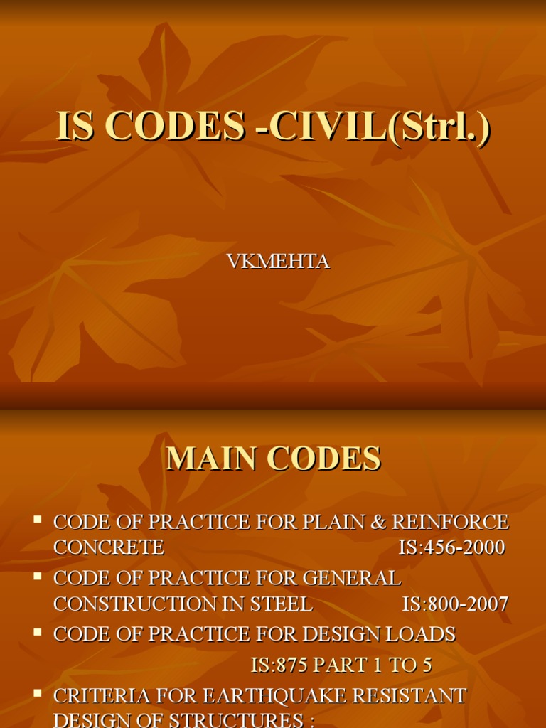 IS Codes for Civil Engineering Standards | PDF | Structural Load ...