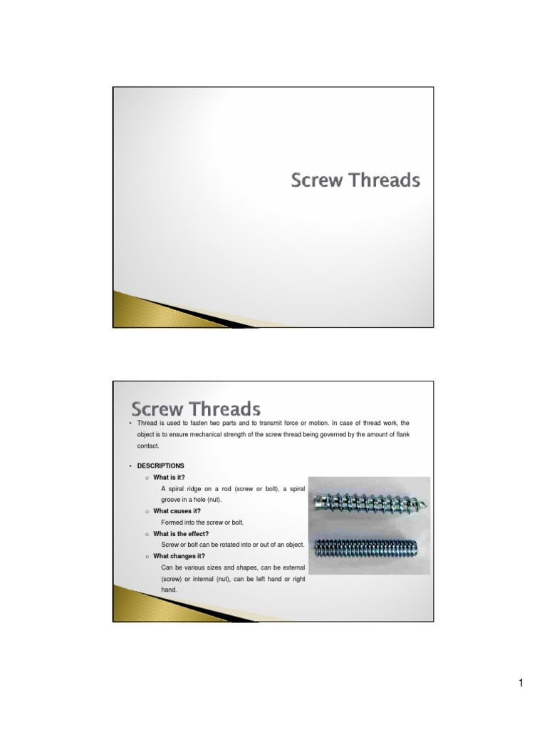 Overview Of Screw Thread Manufacturing Pdf Screw Tools