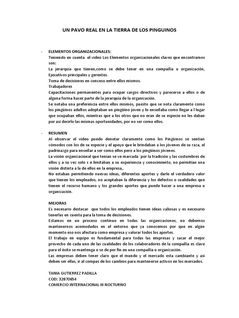 Un Pavo Real en La Tierra de Los Pinguinos | PDF | Relaciones ...