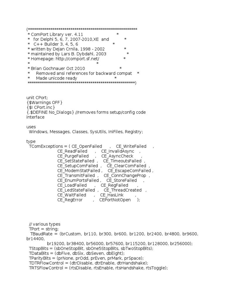 ComPort Library Ver | PDF | Computer Data | Computer Programming