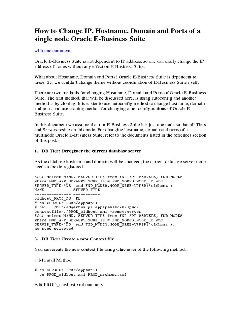 How To Change IP, Hostname, Port | PDF | Oracle Database | Xml