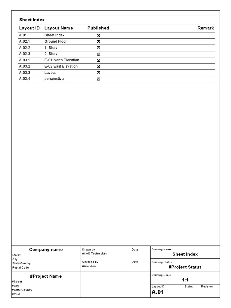 Architectural Drawing Sheet Index | PDF