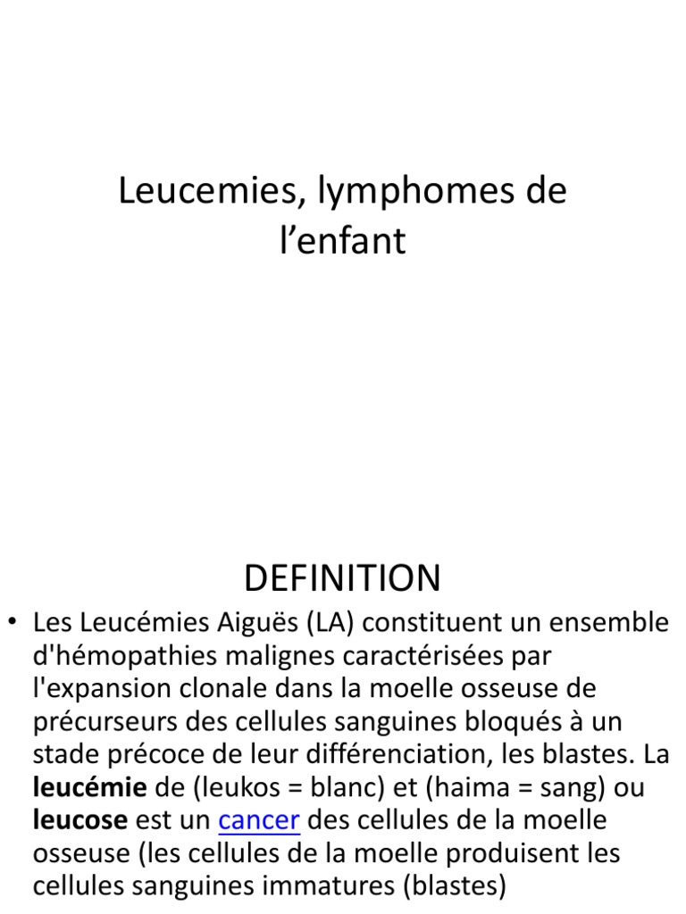 Cours 5 - Leucémies | PDF | Leucémie | Médecine