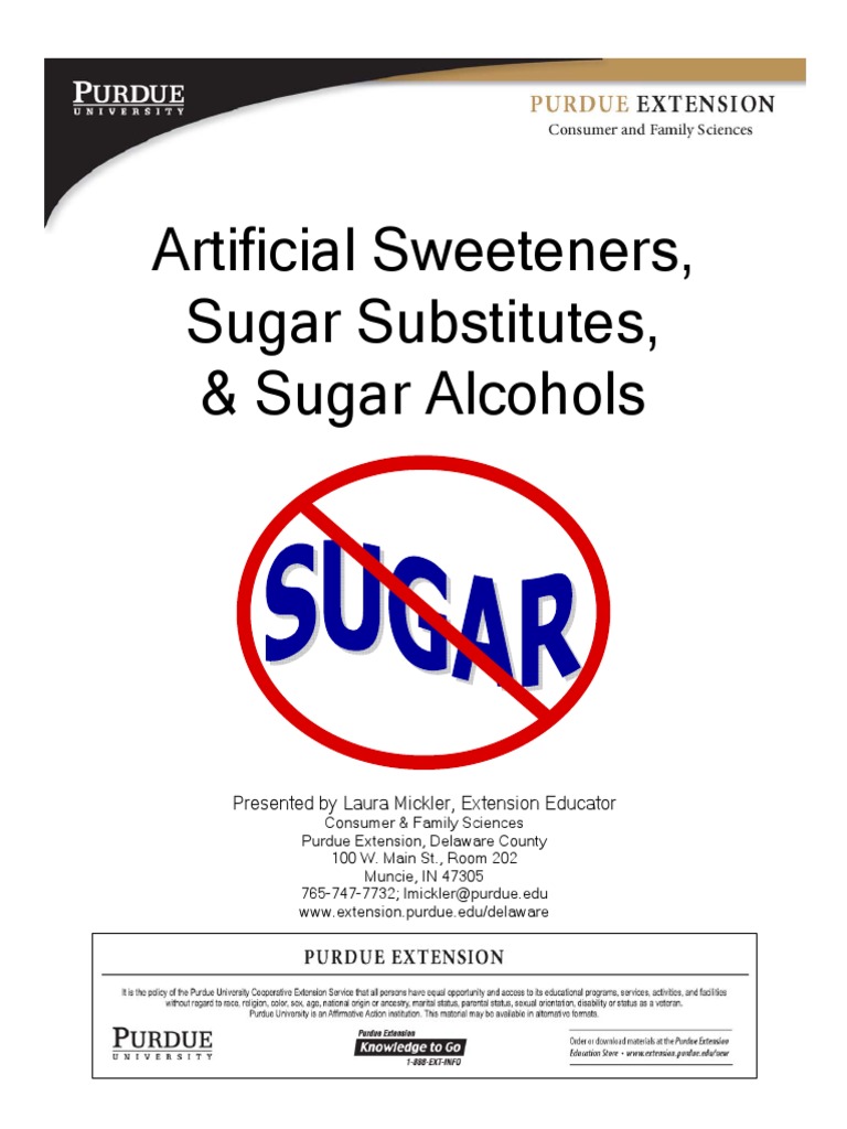 Artificial Sweeteners, Sugar Substitutes, & Sugar Alcohols 1 | PDF ...