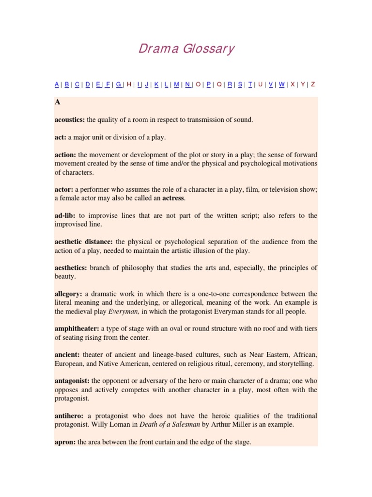 Drama Glossary | PDF | Theatre | Plot (Narrative)