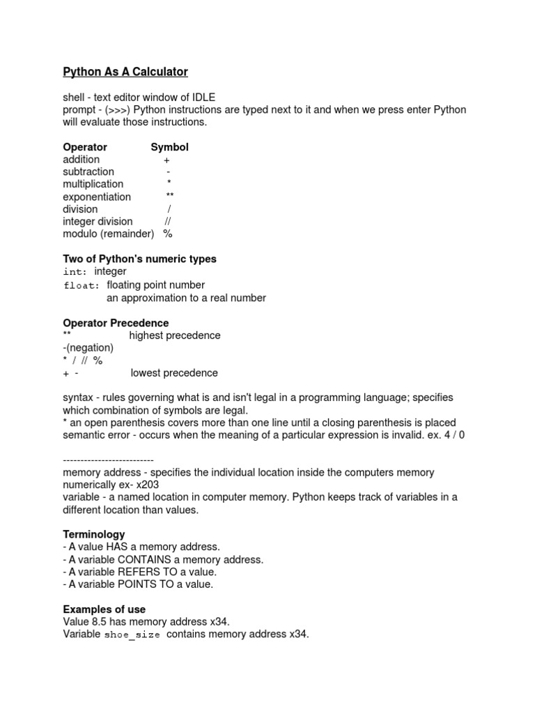 Mit Python Week 1 Notes Pdf Parameter Computer Programming Subroutine 0927