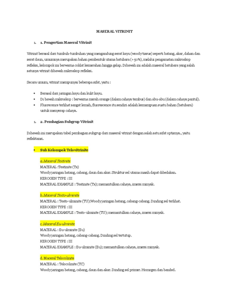 Maseral Vitrinit | PDF