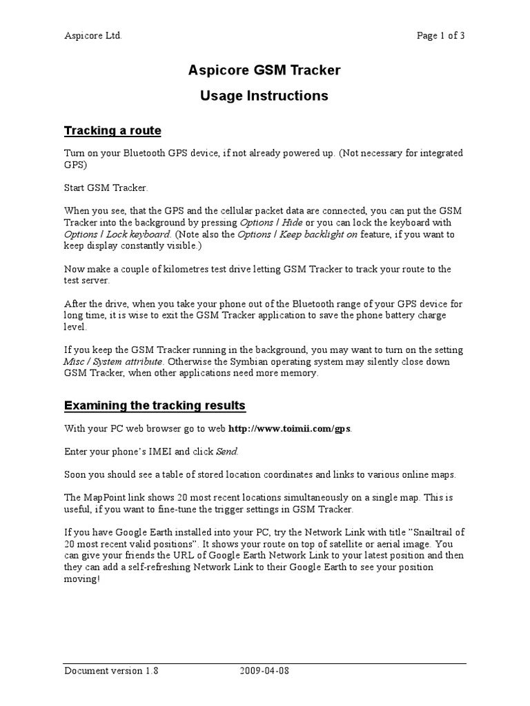 GSM Tracker Usage v1 8 | PDF | Short Message Service | Hypertext ...