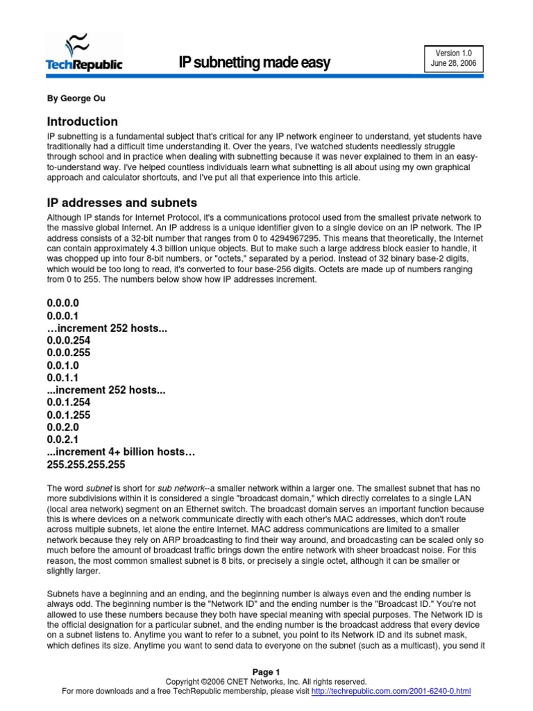 IP Subnetting Made Easy | PDF | Ip Address | Computer Network