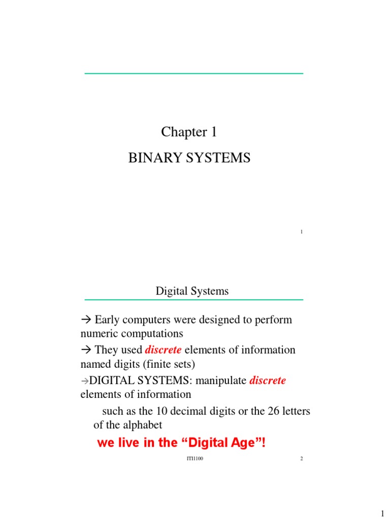 Iti1100 Ch 1 Binary Systems Pdf Binary Coded Decimal Naming Conventions 