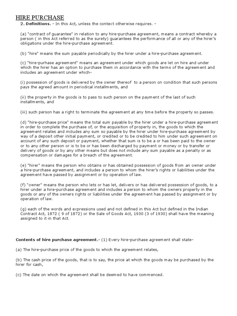 Hire Purchase | PDF | Interest | Lease