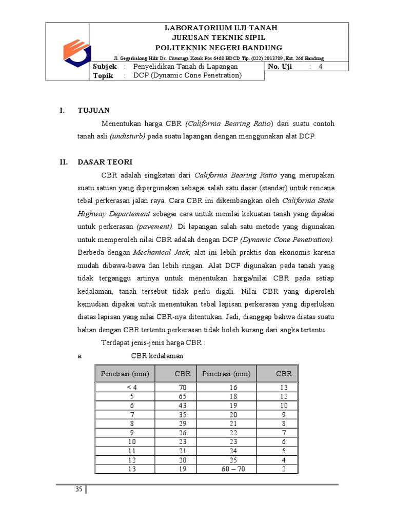Uji DCP untuk Penentuan CBR Tanah | PDF | Komputer | Teknologi & Rekayasa