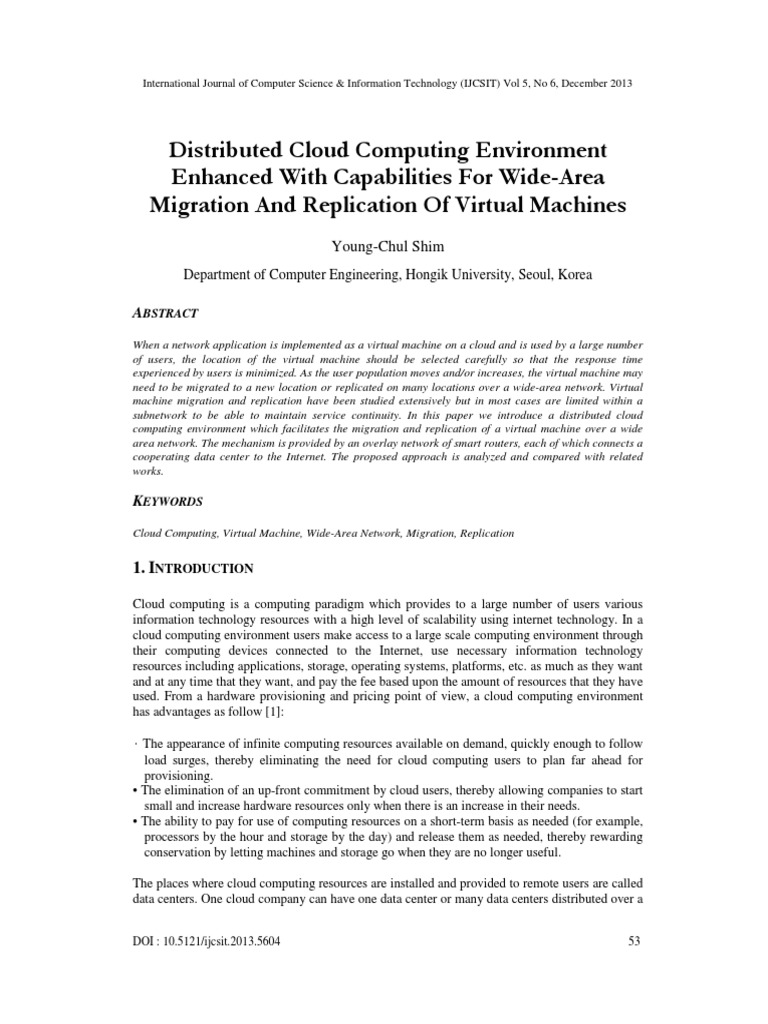 Distributed Cloud Computing Environment Enhanced With Capabilities For ...