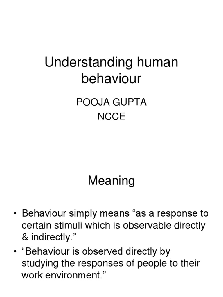 Understanding Human Behavior Intro | PDF | Id | Behavior