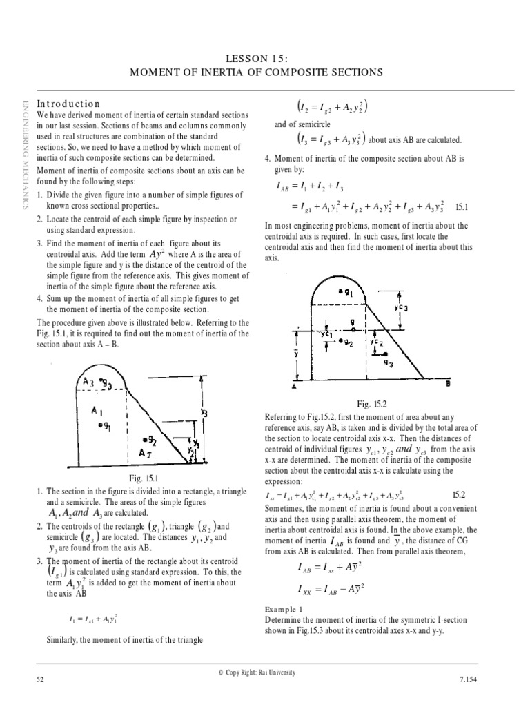 Moment of Inertia of Composite Sections | Triangle | Cartesian ...