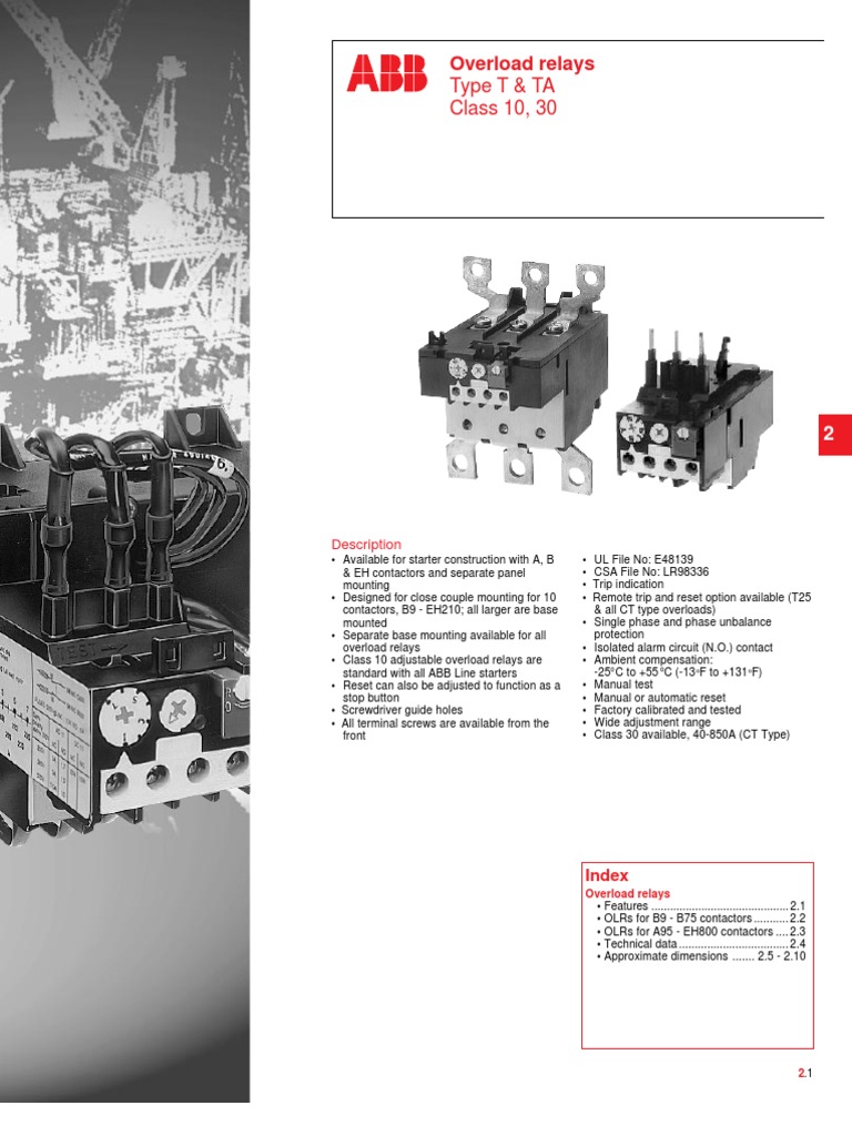 ABB Overload Relays AC1000-OLR DATA | PDF | Relay | Electrical Equipment