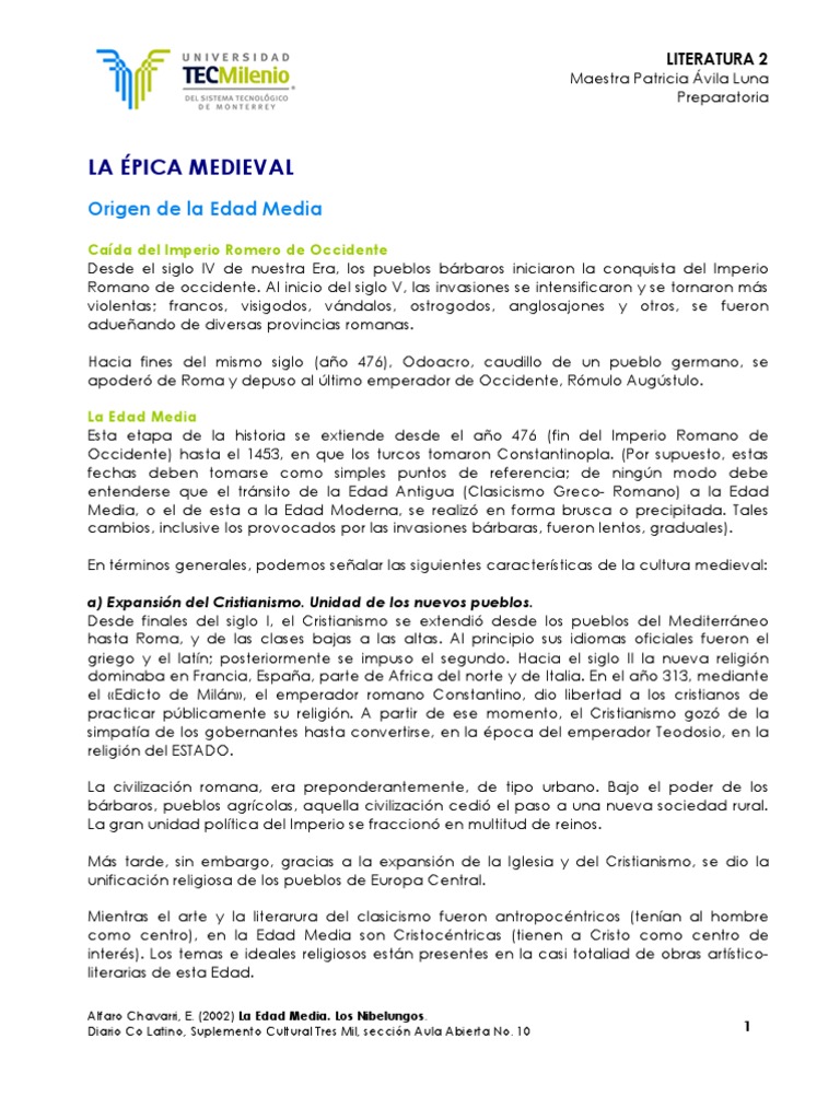 Épica medieval | PDF | Edades medias | Feudalismo