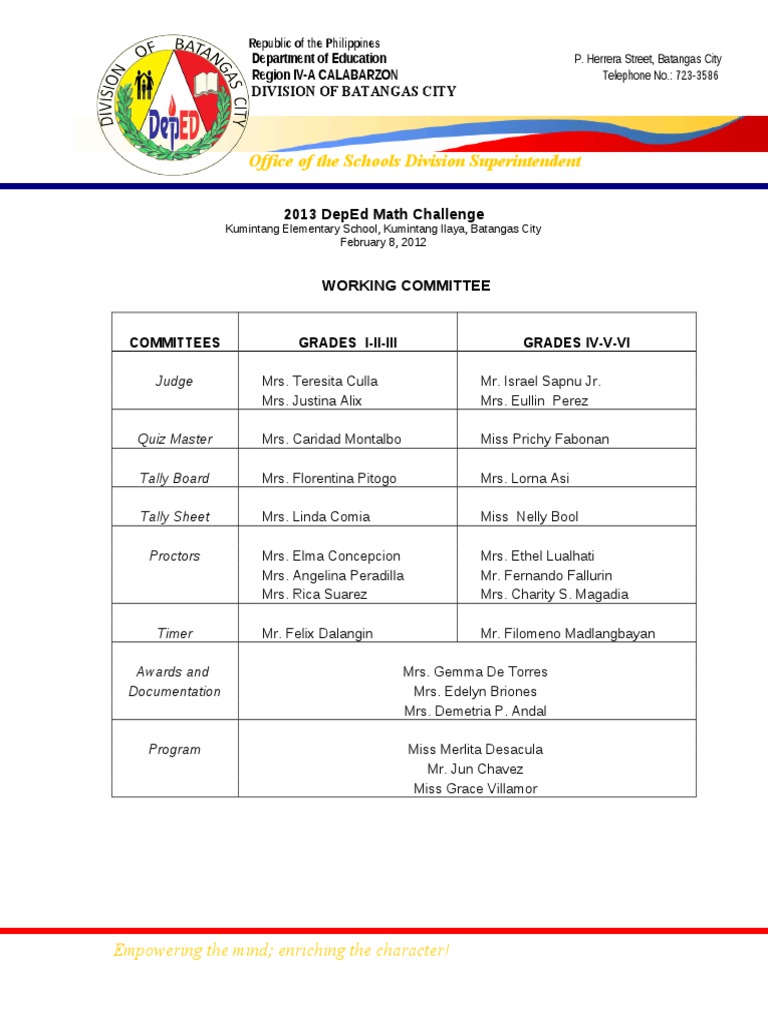 2013 Deped Math Challenge | PDF | Social Science | Wellness